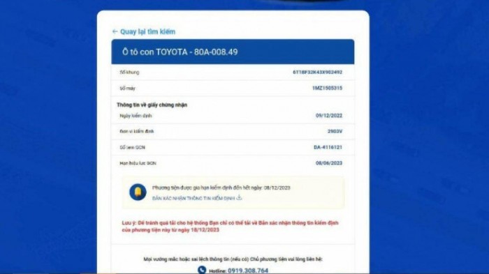 Cách kiểm tra xe ô tô được tự động gia hạn đăng kiểm